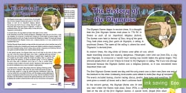 KS1 The History of the Olympic Games Reading Comprehension