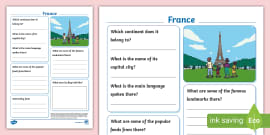 Map of France Worksheet / Worksheet French (teacher made)