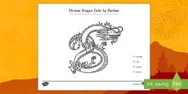 Chinese Dragon Number Coloring by Numbers Sheet - Chinese Dragon Number