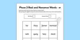 Phase 5 'ir' Colour by Phoneme Real and Nonsense Words - phase 5