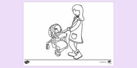 Child Pushing in Dinner Queue Colouring | Colouring Sheets