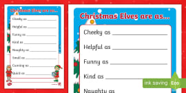 Complete the Christmas Metaphor or Simile Worksheet | Twinkl