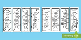 FREE! - Archie Name Simple Colouring Bookmarks - Twinkl