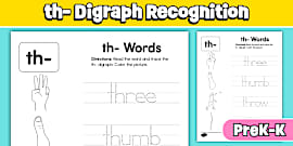 sh- Words: Digraph Recognition Worksheet for PreK-K