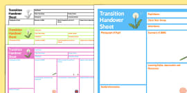 EYFS Individual Child Summary Transition Sheet - changing