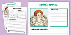 Queen Elizabeth I Fact File Template, Elizabeth I - Twinkl