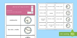 Ficha de Actividad: Las horas en punto y las horas y media