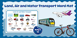 Land, Air and Water Transport Word Mat - Spanish