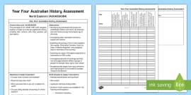 Australian Curriculum Year 4 History Assessment Tracker