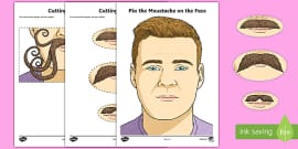 Pin the Mustache on the Face Game (Teacher-Made) - Twinkl