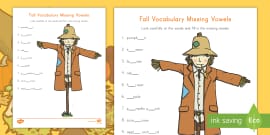Fall Complete the Sentence Missing Words Activity for K-2nd Grade