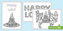Lohri Dhol Colouring Sheet for KS1 students (teacher made)
