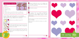 Hoja para recortar corazones de San Valentin Ficha de motricidad fina