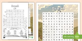 KS2 Brazil Word Search - Geography (teacher made) - Twinkl