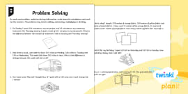 Maths Problem Cards Year 4 (teacher made)