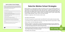 Situational (Selective) Mutism Support and Mind Map | Twinkl