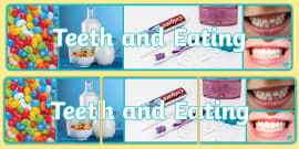 Teeth and Healthy Eating Text Display Banner, teacher-made