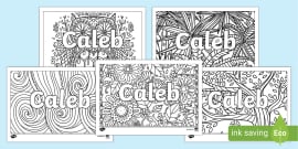 FREE! - Caleb Name Simple Colouring Activity Sheet - Twinkl