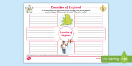 Counties of England Mind Map, Counties, England - Twinkl