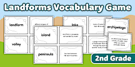 Landforms Word & Picture Matching Cards for 1st-2nd Grade