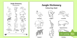 Jungle Words Colouring Sheets (teacher made) - Twinkl