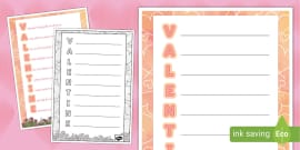 Love Acrostic Poem Template | Easy to Print | Twinkl