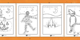 Halloween Dot to Dot Worksheet / Worksheet Pack - Twinkl
