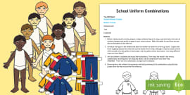 School Uniform Worksheet (teacher made) - Twinkl