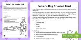 Grandad' Acrostic Poem Templates (teacher made)