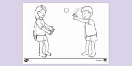 FREE! - Boys Throwing Projectiles Colouring Sheet - Twinkl