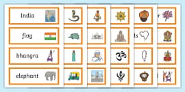 India Vocabulary Cards (teacher made)
