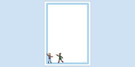 FREE! - Boy Throwing a snowball page border (teacher made)