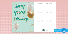 Sorry You're Leaving Group Card | Twinkl Party - Twinkl