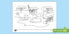 African Animal Colouring Sheets (teacher made) - Twinkl