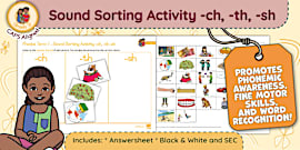 Grade 2 Phonics: sh, ch, and th Sorting Cards