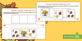 Autumn-Themed Cut and Stick - Number Ordering Sheets 1-10