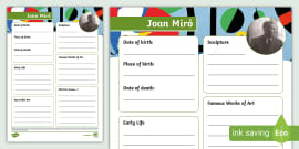 Artist Fact Sheet Joan Miro - Twinkl