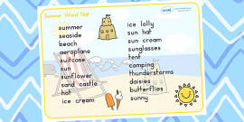 Find Words That Rhyme With Summer-Summer Time Rhyme Word Mat