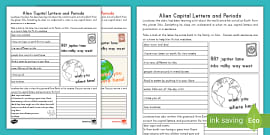 Capital Letters and Periods Worksheets for 1st-2nd Grade