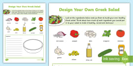 Design Your Own Salad Activity Sheet, Salad Recipe, Salad