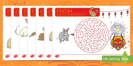 Year of the Rabbit Chinese Zodiac Wheel Cut and Stick Activity