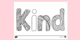 World Kindness Day Colouring Page - Kind Words
