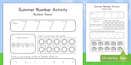Summer Number Four Worksheet / Worksheet (teacher made)