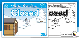 Winter Wonderland Dramatic Play Open Sign