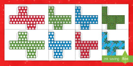 Christmas Gift Box Cube Shape Net Template | Twinkl Xmas