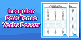 Regular and Irregular Past Tense Verb Posters for 3rd-5th Grade