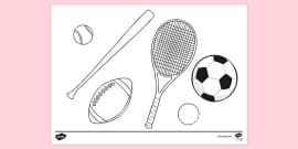 Sports Equipment Colouring Pages (teacher made) - Twinkl