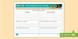 Year 3 - Lesson 3 - Who I am - My Identity Differentiated Activity Sheets