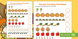 Harvest Counting Worksheet (Teacher-Made) - Twinkl