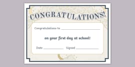 KS1 First Week Back at School Certificate (teacher made)